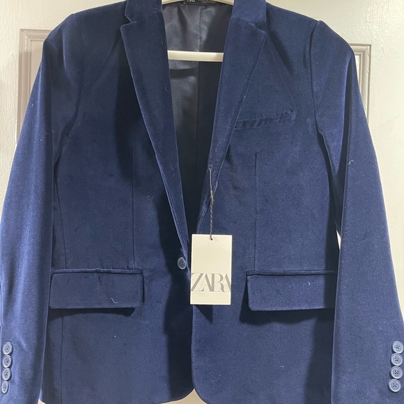 Zara | Jackets & Coats | Zara Boys Deep Blue Velvet Suit Jacket | Poshmark